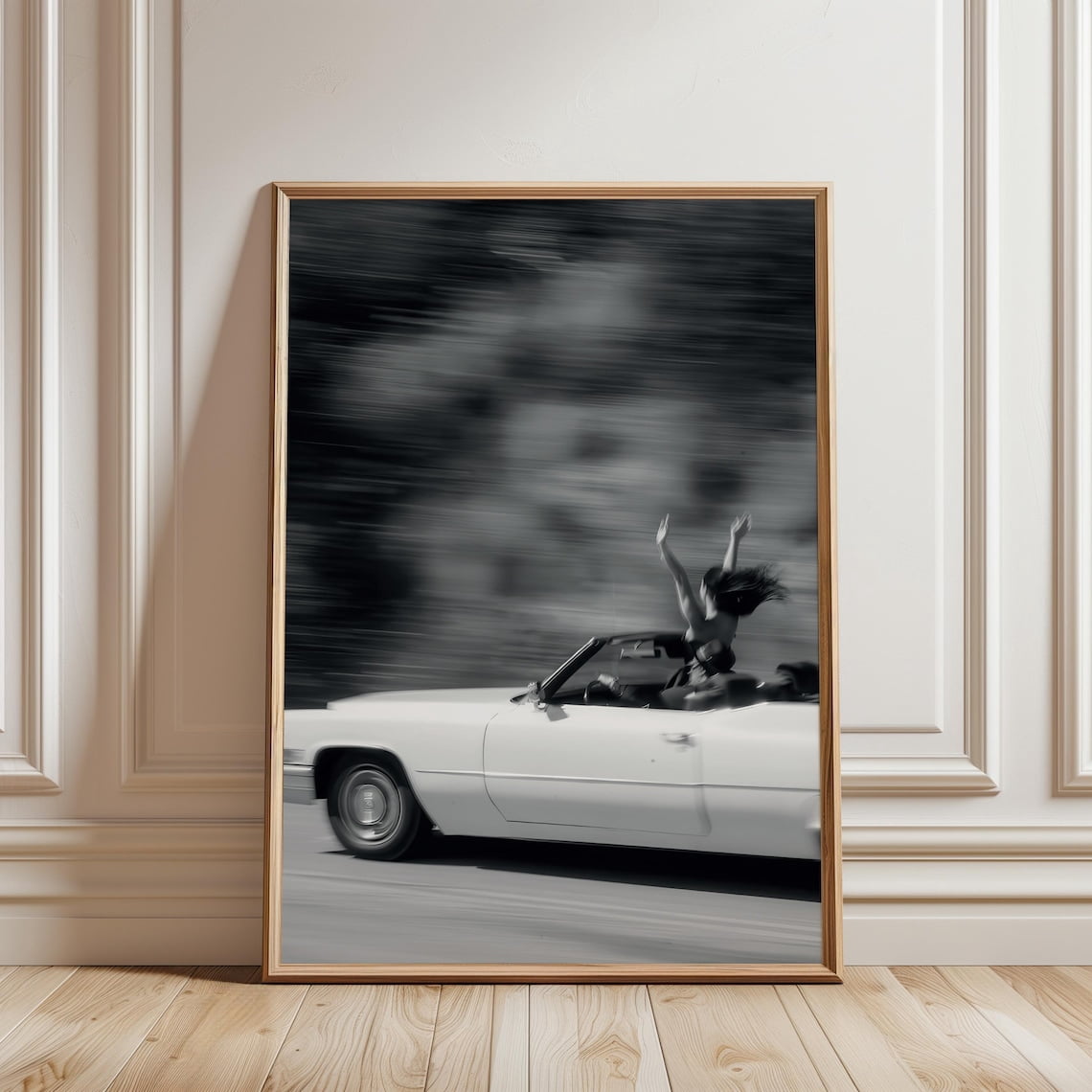 Classic Convertible Black White Car Photography Retro Road Trip ...
