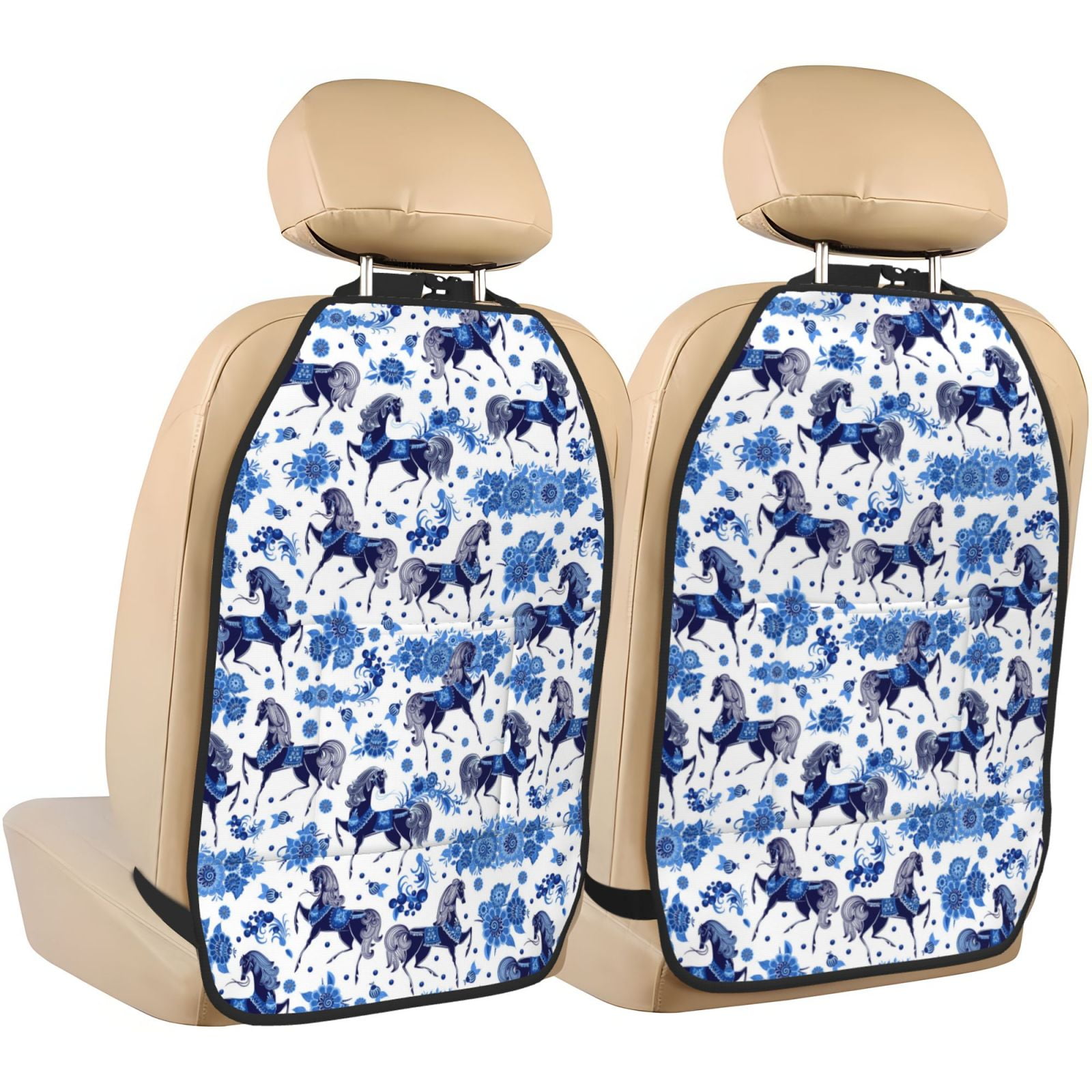Classic Cool Horse Flower Blue BackSeat Car Organiser, Waterproof ...