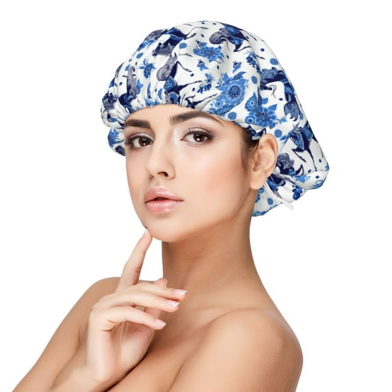 Classic Cool Horse Flower Blue Silk Bonnet for Sleeping Women/Men ...
