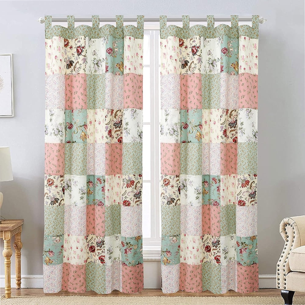 Classic Country Cottage Flower Window Curtains, Patchwork Window ...