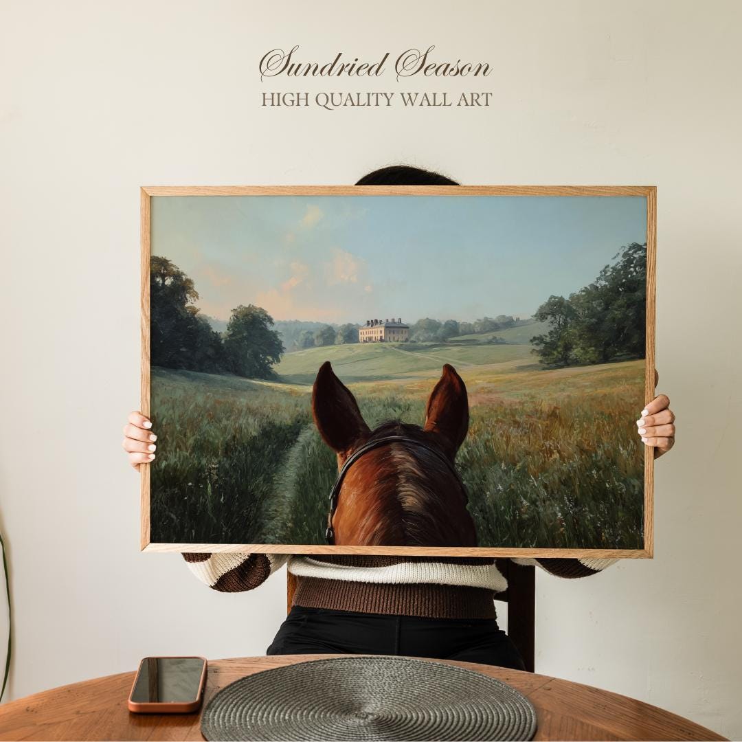 Classic Country Estate Wall Art, Horseback View Of Stately Home ...