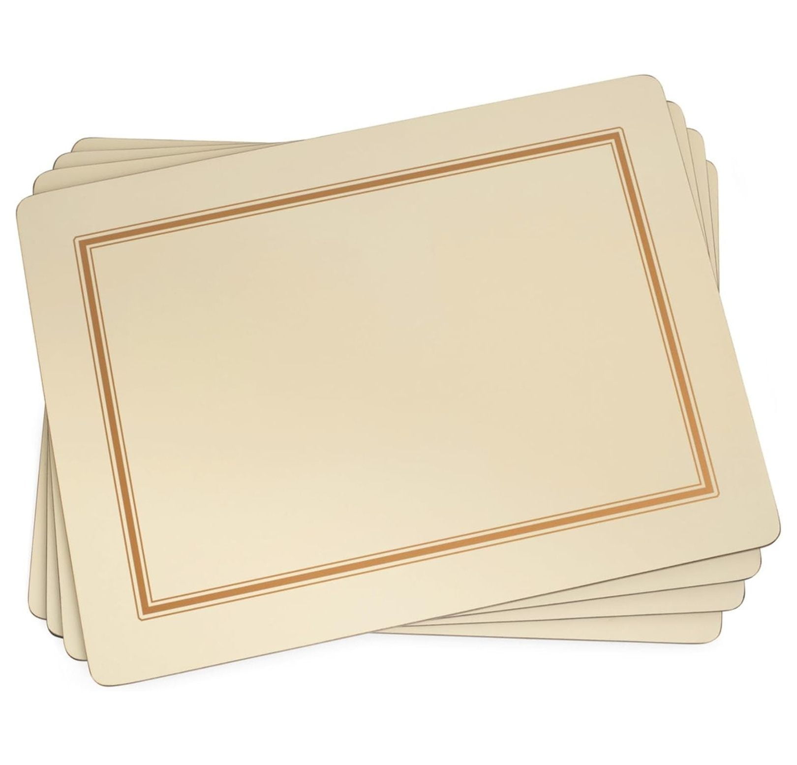 Classic Cream Placemats - Set of 4 Rectangular Cork Backed Table Mats ...