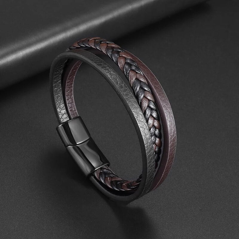 Classic Cross Leather Bracelet for Men Handsome Jewelry Gift Multilayer ...