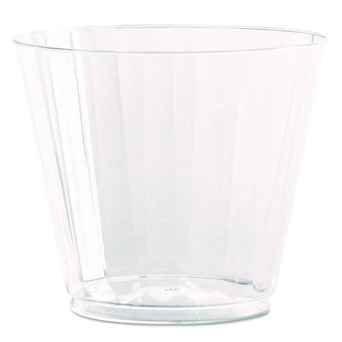 Classic Crystal Plastic Tumblers, 9 Oz, Clear, Fluted, Squat, 20/pack ...