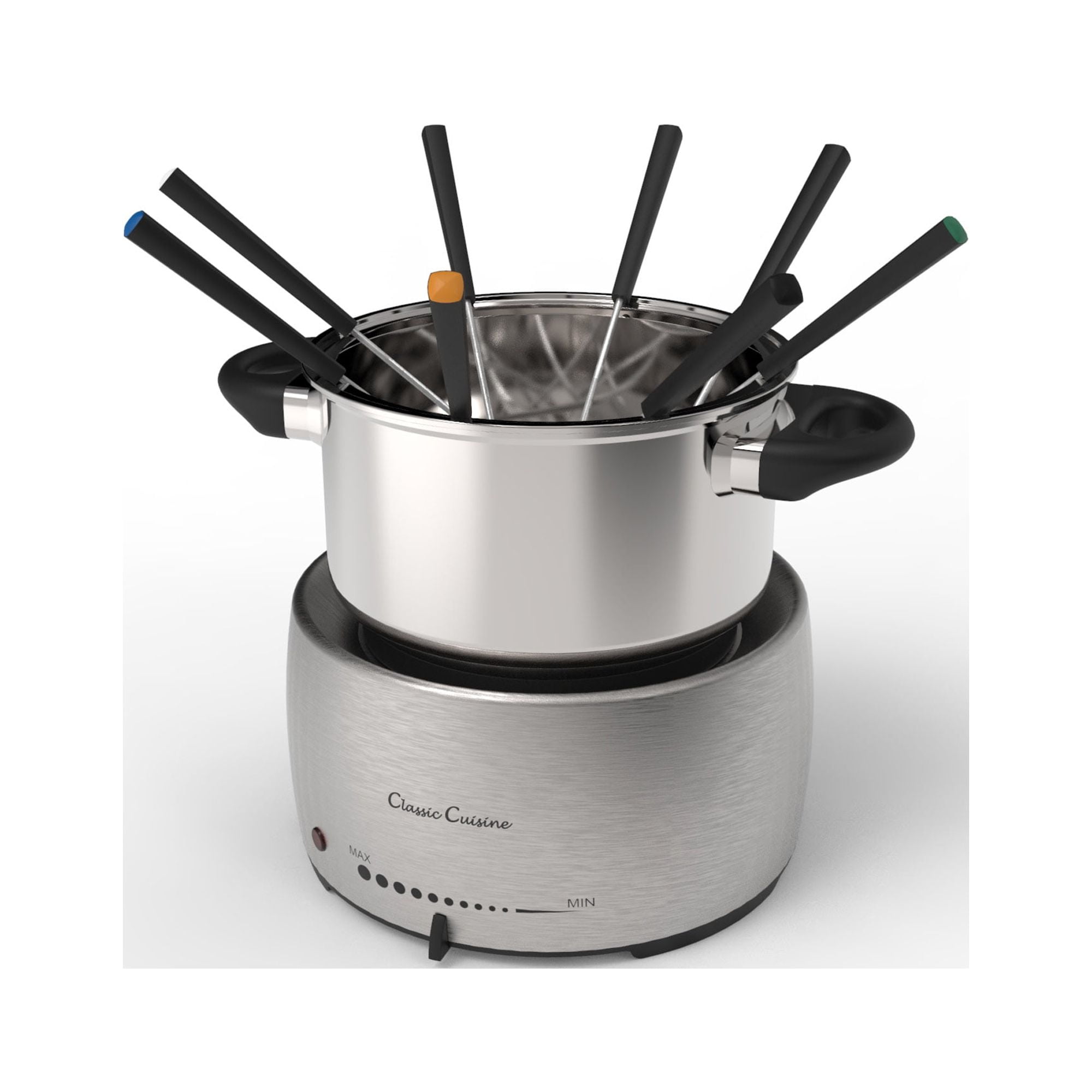 Classic Cuisine Stainless-Steel Fondue Set - Melting Pot with 8 Forks ...