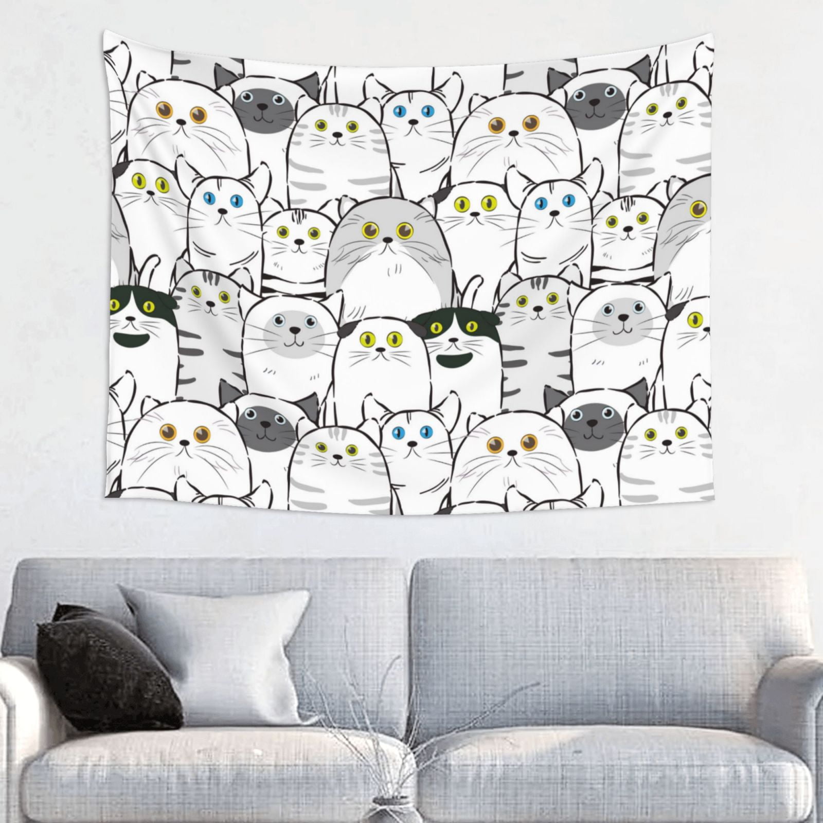 Classic Cute Cartoon Cat Wall Tapestry for Bedroom Aesthetic - Tapestry ...