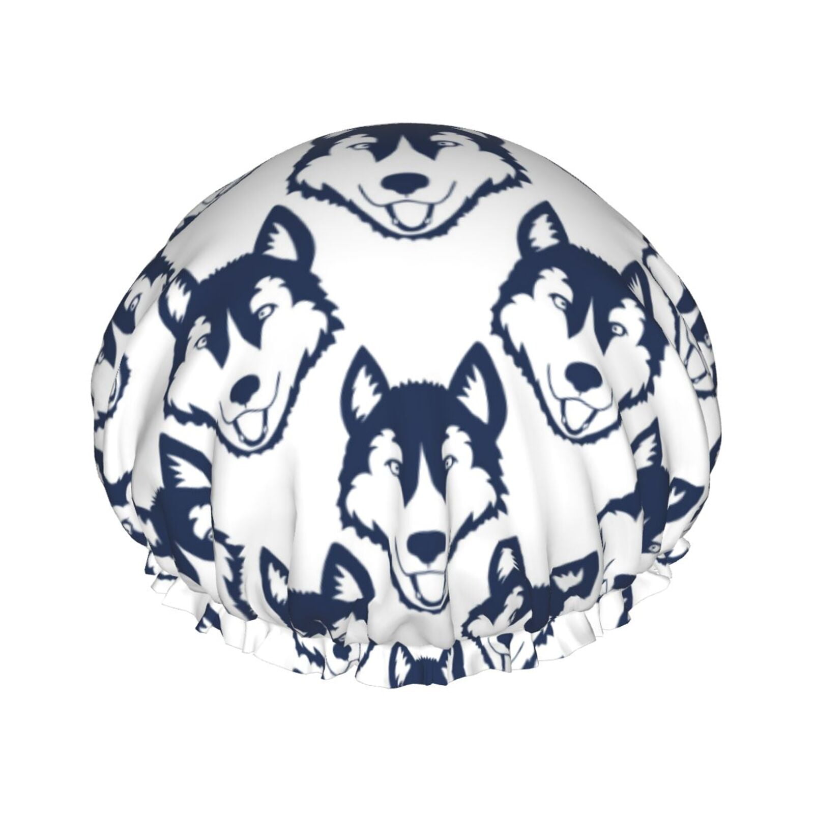 Classic Cute Cartoon Husky Funny Shower Cap, Reusable Bath Hair Hat for ...