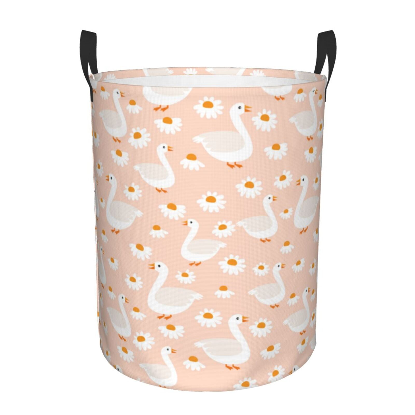 Classic Cute Duck Daisy Pink Laundry Basket, Laundry Hamper Waterproof ...