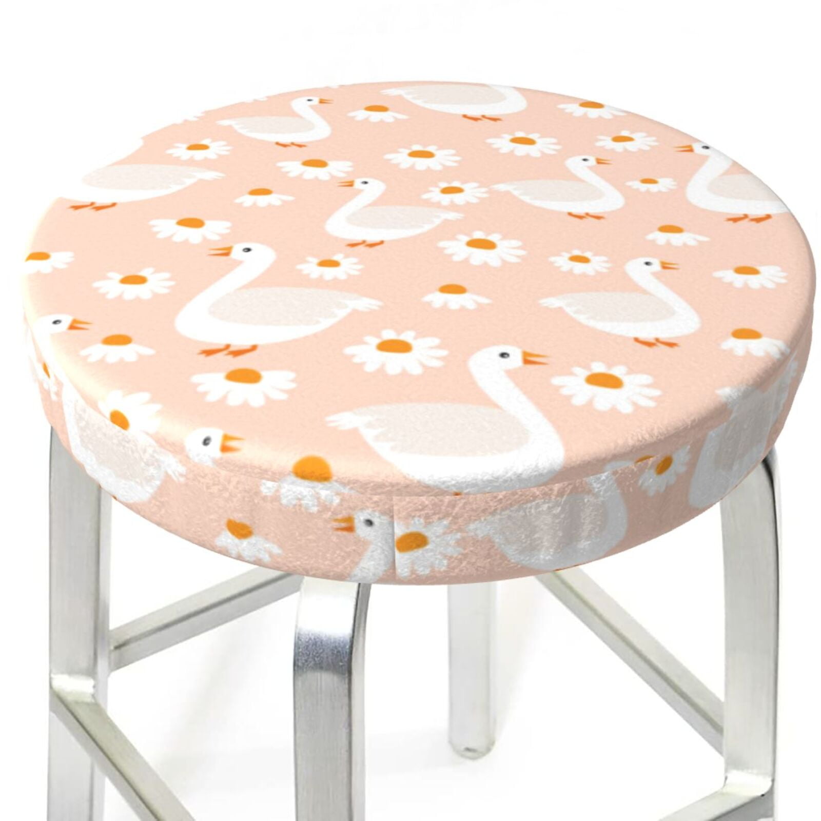 Classic Cute Duck Daisy Pink Round Bar Stool Covers, Soft Velvet Bar ...
