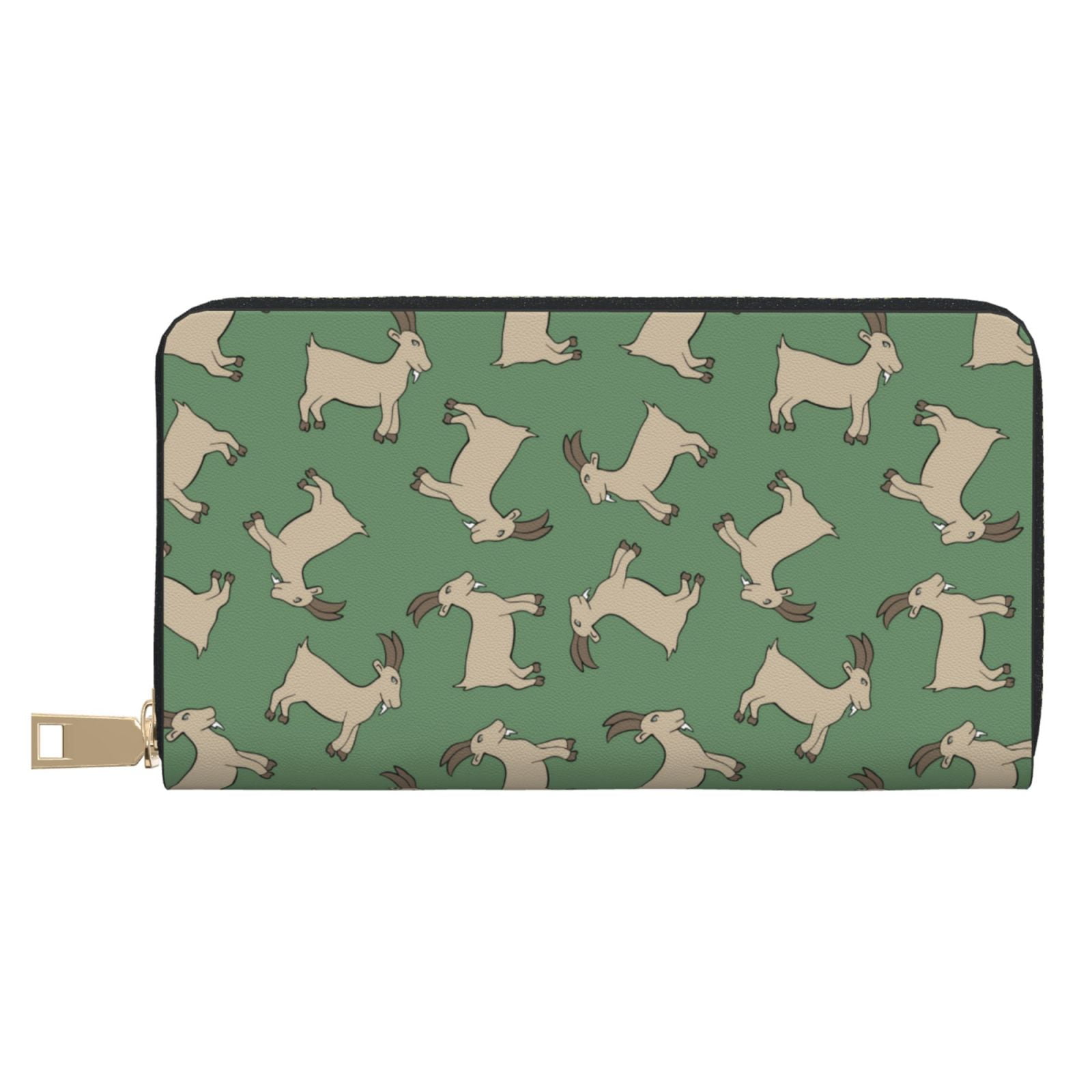 Classic Cute Goat Green Wallet Women, Leather Bifold Multi Card Wallet ...
