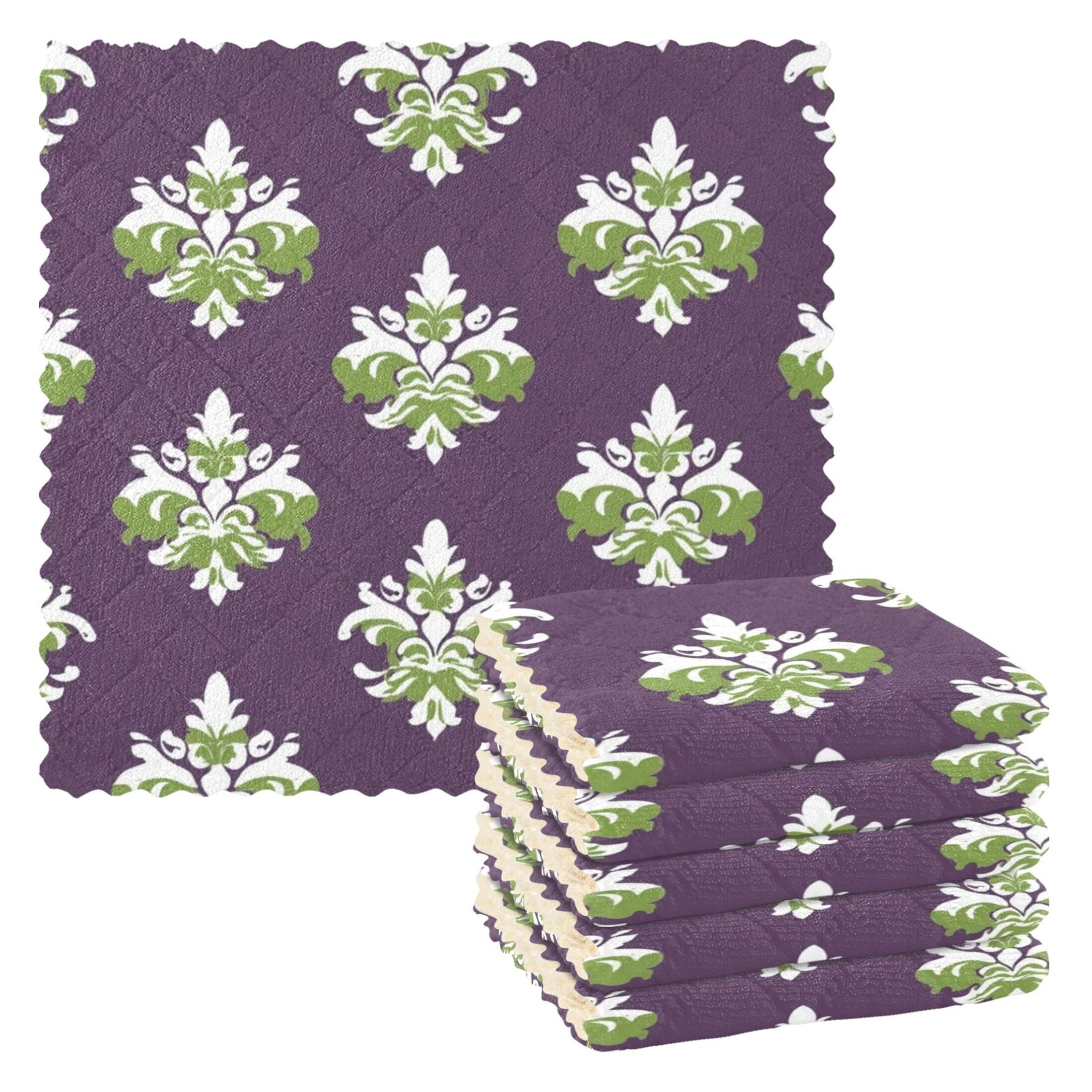 Classic Damask Pattern 6 Pack Kitchen Cleaning Cloths 11'' x 11 ...