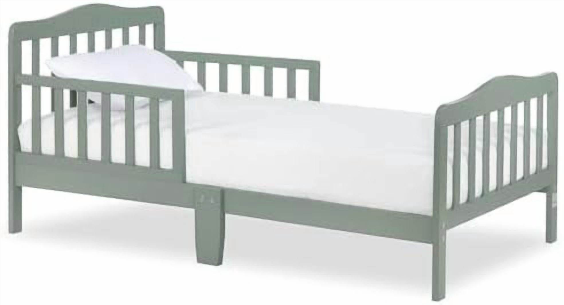Classic Design Bed in adow Green, Low-to-Floor Wooden Bed with Safety ...