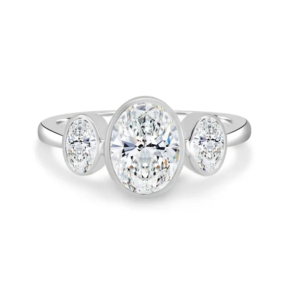 Classic Diamond Engagement Ring, 14K White Gold Plated, Bazal Diamond ...