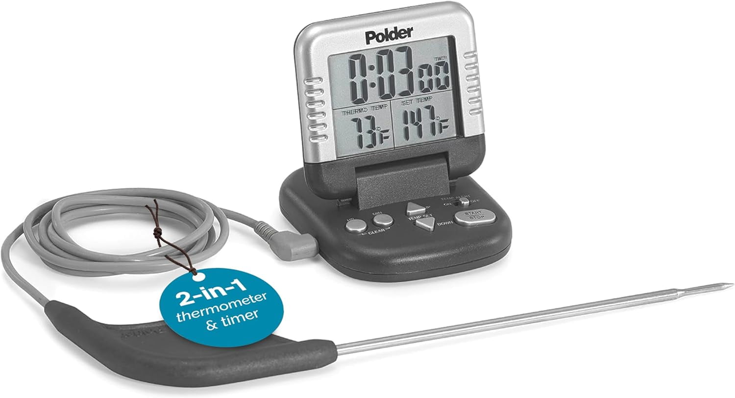 Classic Digital Thermometer and Timer, Meat Thermometer for Cooking ...