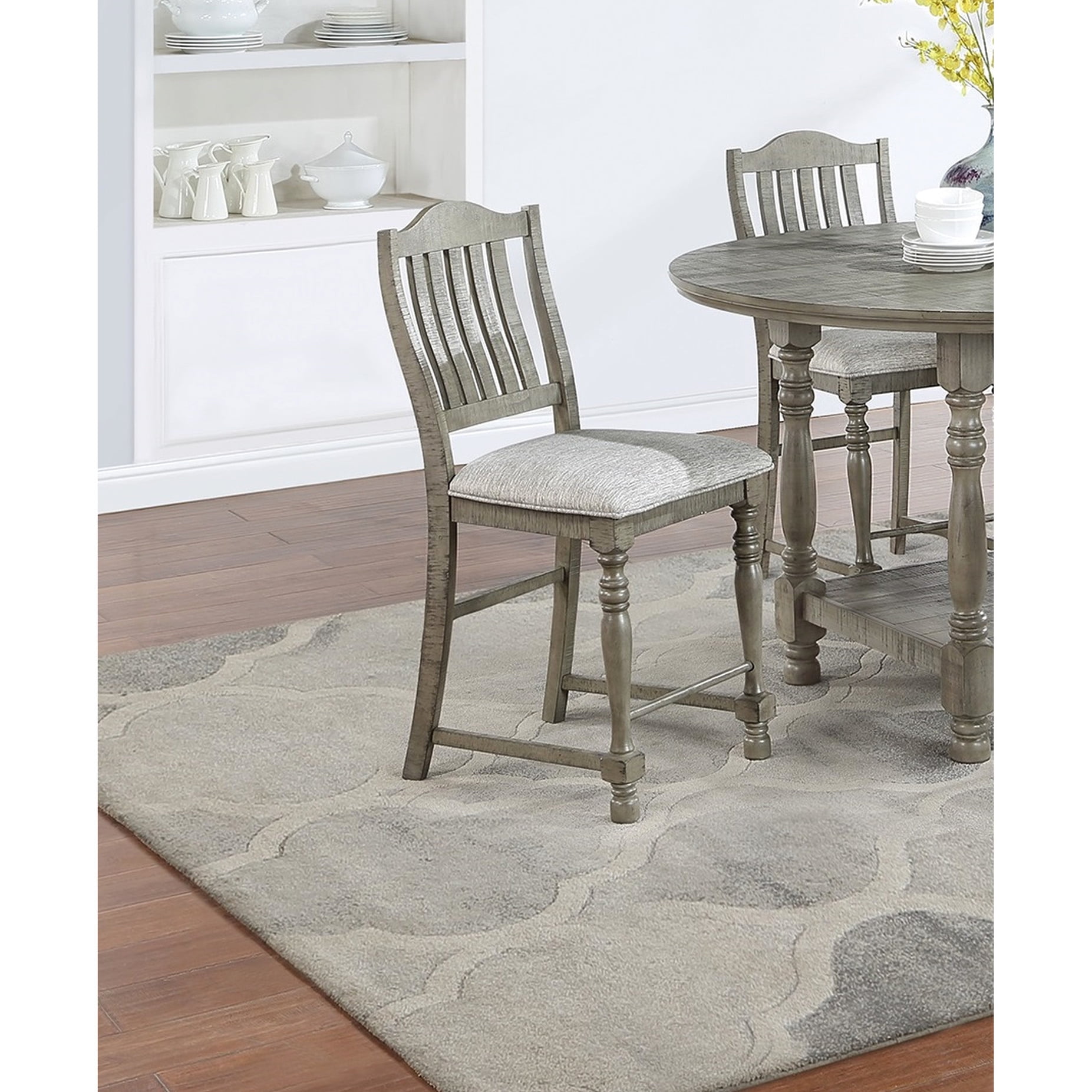 Classic Dining Chair Set / Set of 2, Rubberwood and Cushion, Open Slats ...
