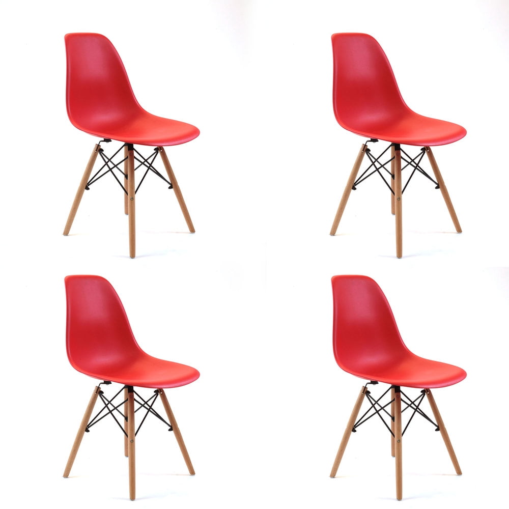 Classic Dining Side Chair Red (4) - Walmart.com