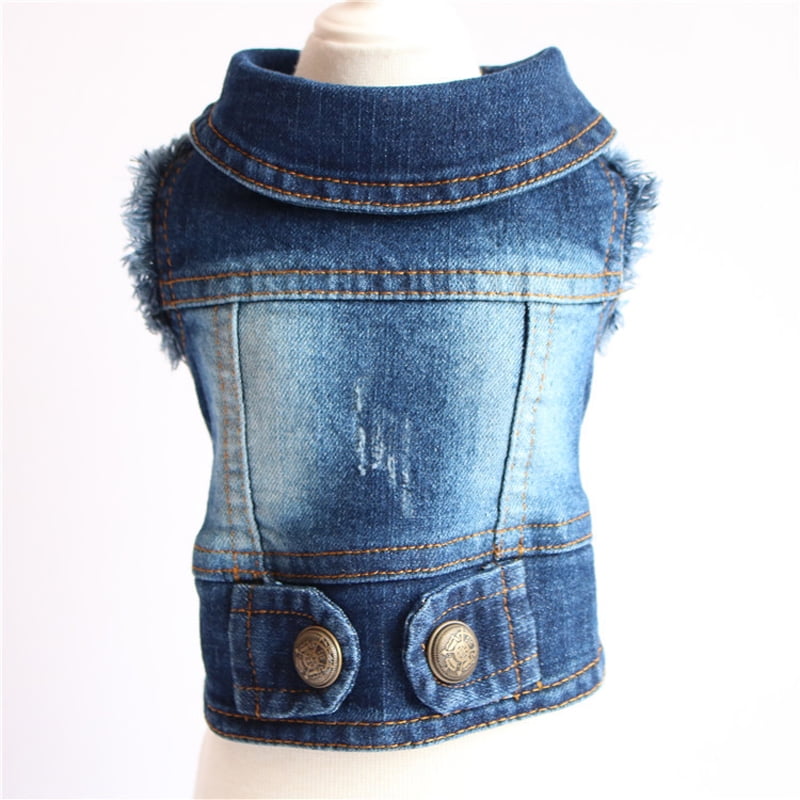 Classic Dog Denim Jacket for Small Medium Dogs Blue Elastic Washed Jean ...