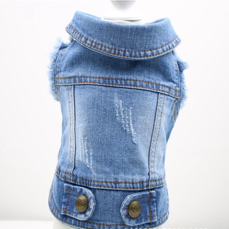 Classic Dog Denim Jacket for Small Medium Dogs Blue Elastic Washed Jean ...
