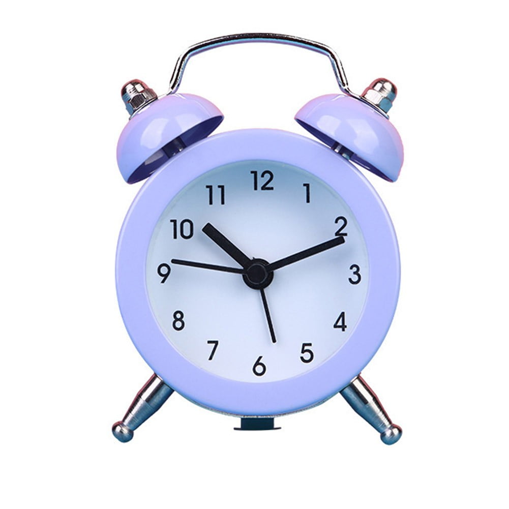 Classic Double Bell Mini Alarm Clock Quartz Movement Bedside Night ...
