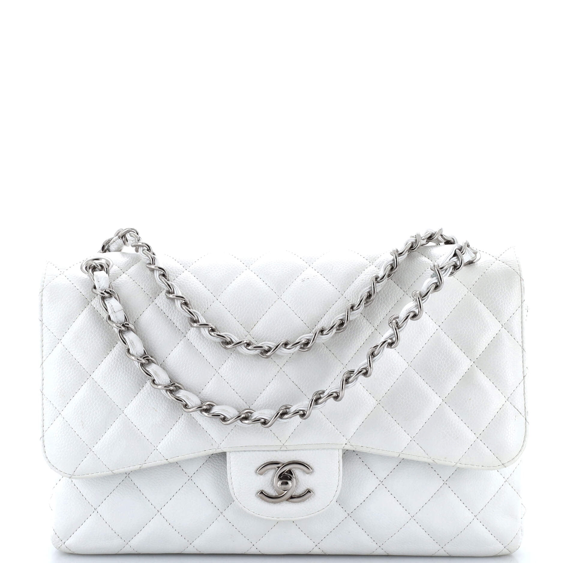 Pre-Owned Classic Double Flap Bag Quilted Caviar Jumbo By Rebag ...