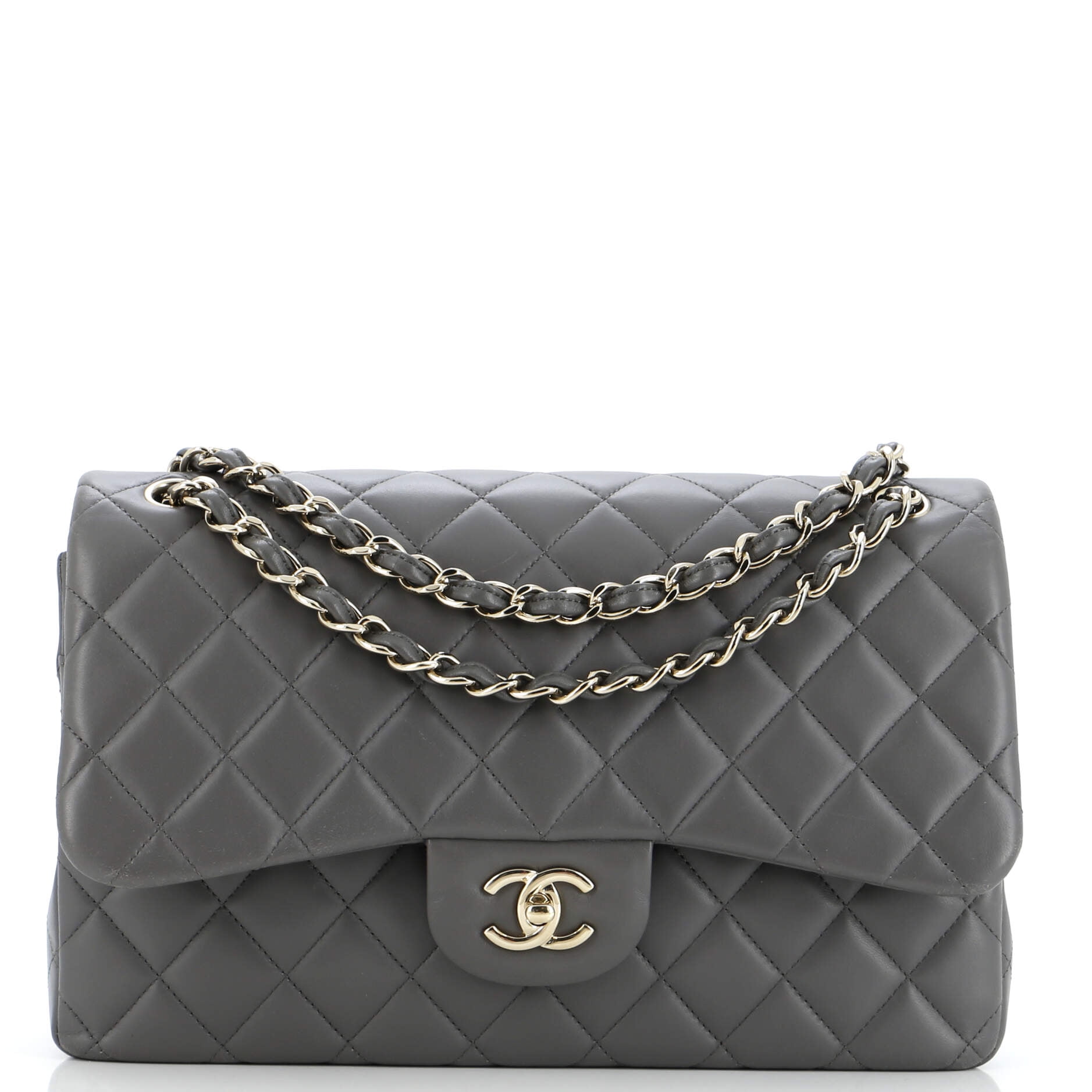 Pre-Owned Classic Double Flap Bag Quilted Lambskin Jumbo By Rebag By ...