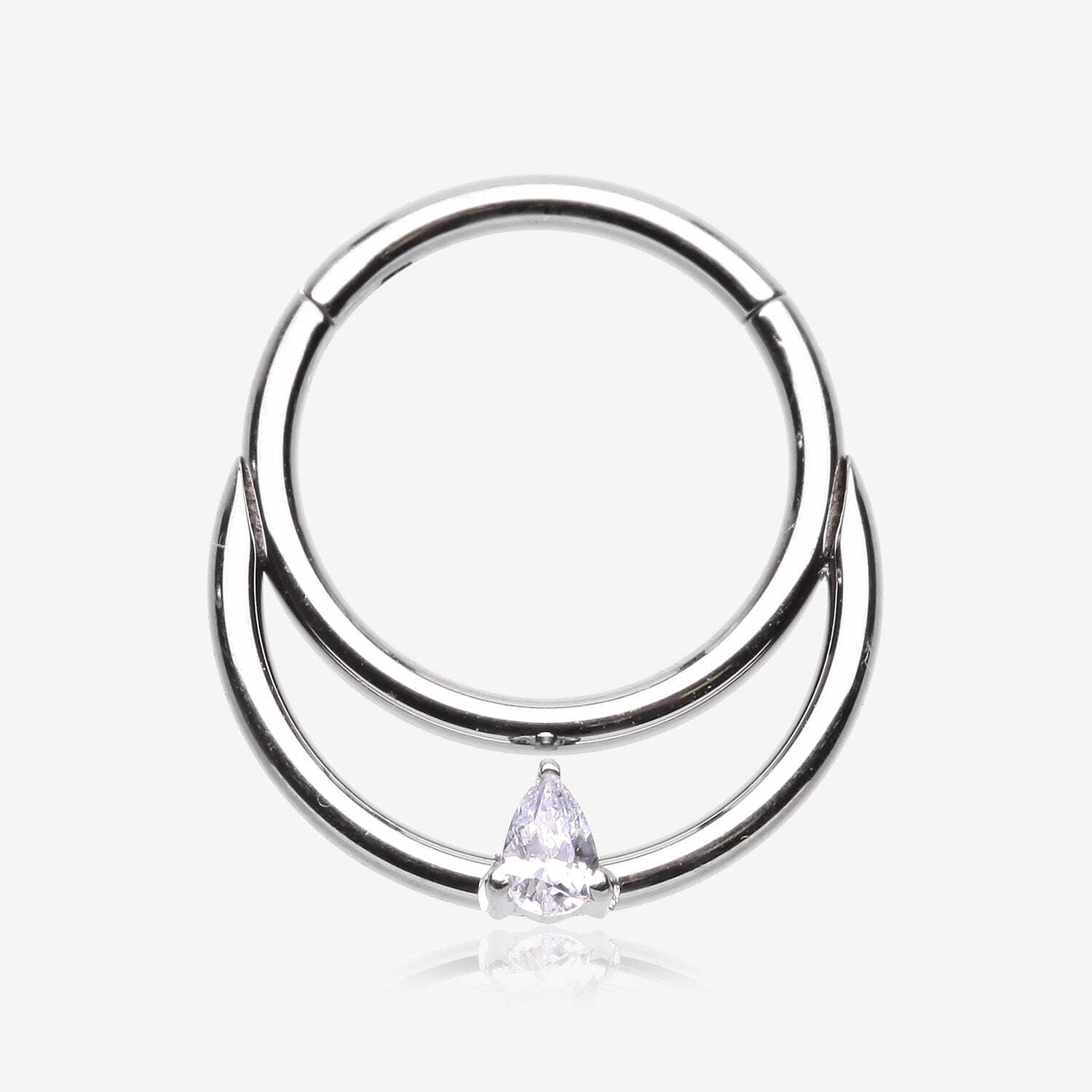 Classic Double Loop Teardrop Sparkle Clicker Hoop Ring - Walmart ...