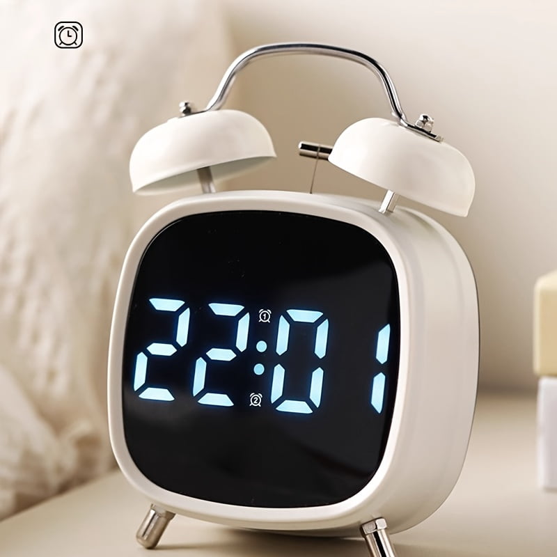 Classic Dual Bell Electronic Clock with Adjustable Brightness, USB ...