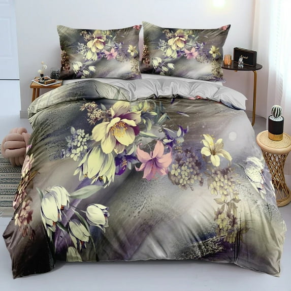 Classic Duvet Cover Sets Flower Blue Gold King Full Twin Double Quilt ...