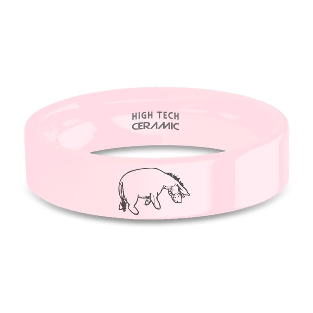 Classic EH Shepard Eeyore Laser Engraved Pink Ceramic Ring, 6mm, Size 6 ...