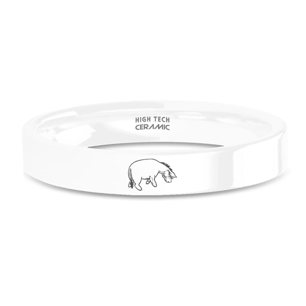 Classic Eeyore AA Milne Laser Engraved White Ceramic Ring, 4mm, Size 10 ...