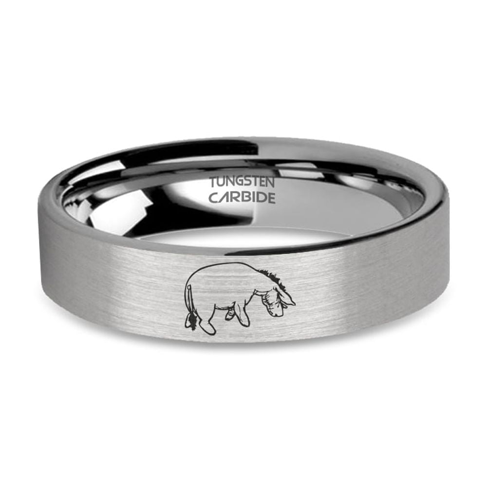 Classic Eeyore Laser Engraved Brushed Silver Tungsten Ring, 6mm, Size ...