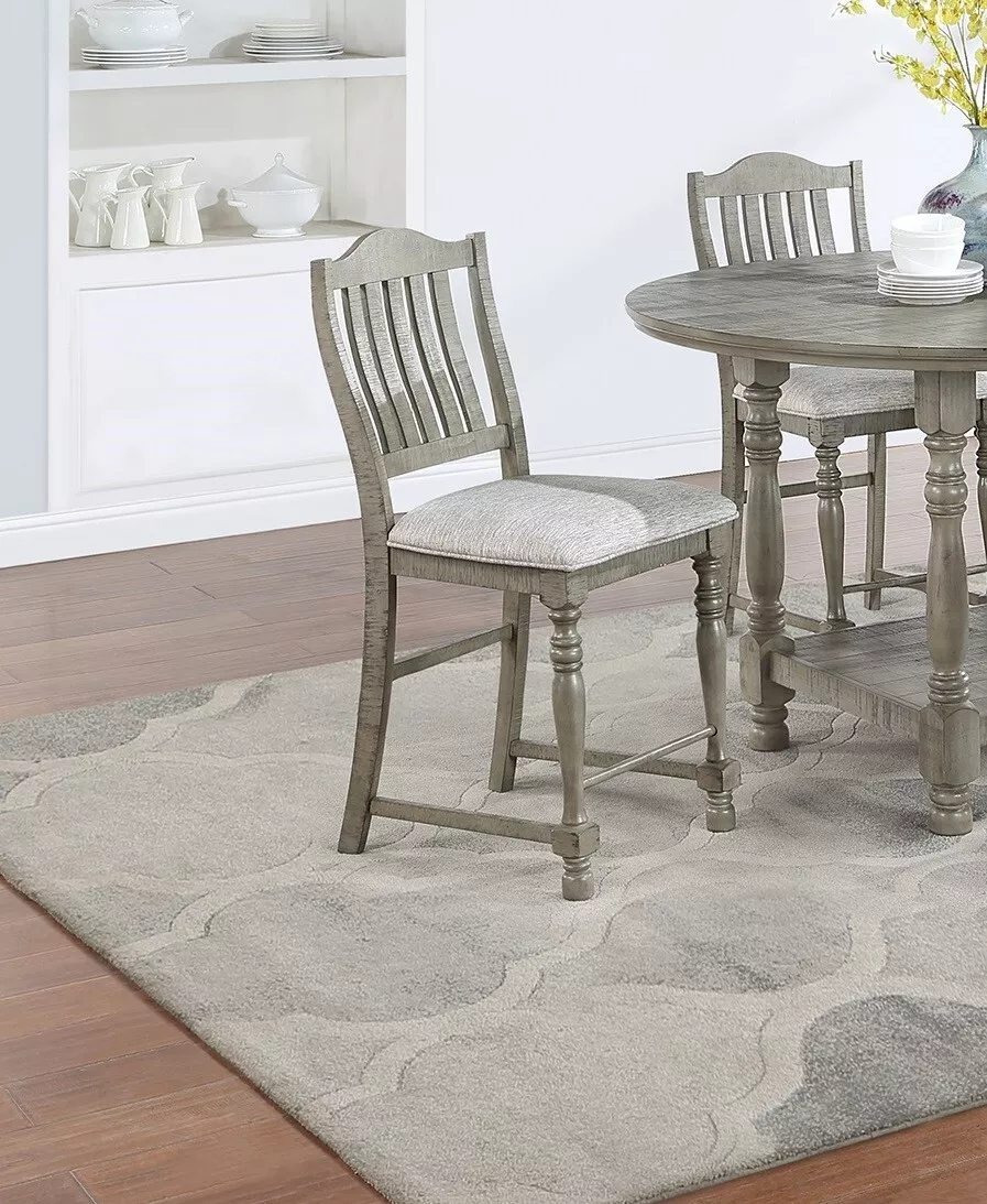 Classic Elegant 2pc Counter Height Dining Chairs Light Grey Finish ...