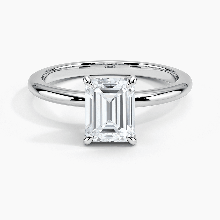 Classic Emerald Cut Solitaire Moissanite Engagement Ring in 10K Gold ...