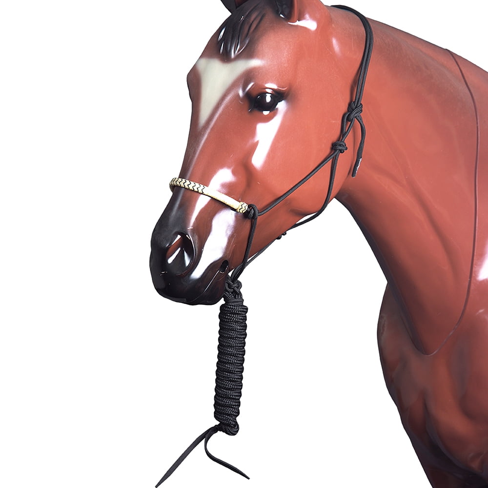 Classic Equine Horse Nylon Rawhide Noseband Halter Black Inlaid ...