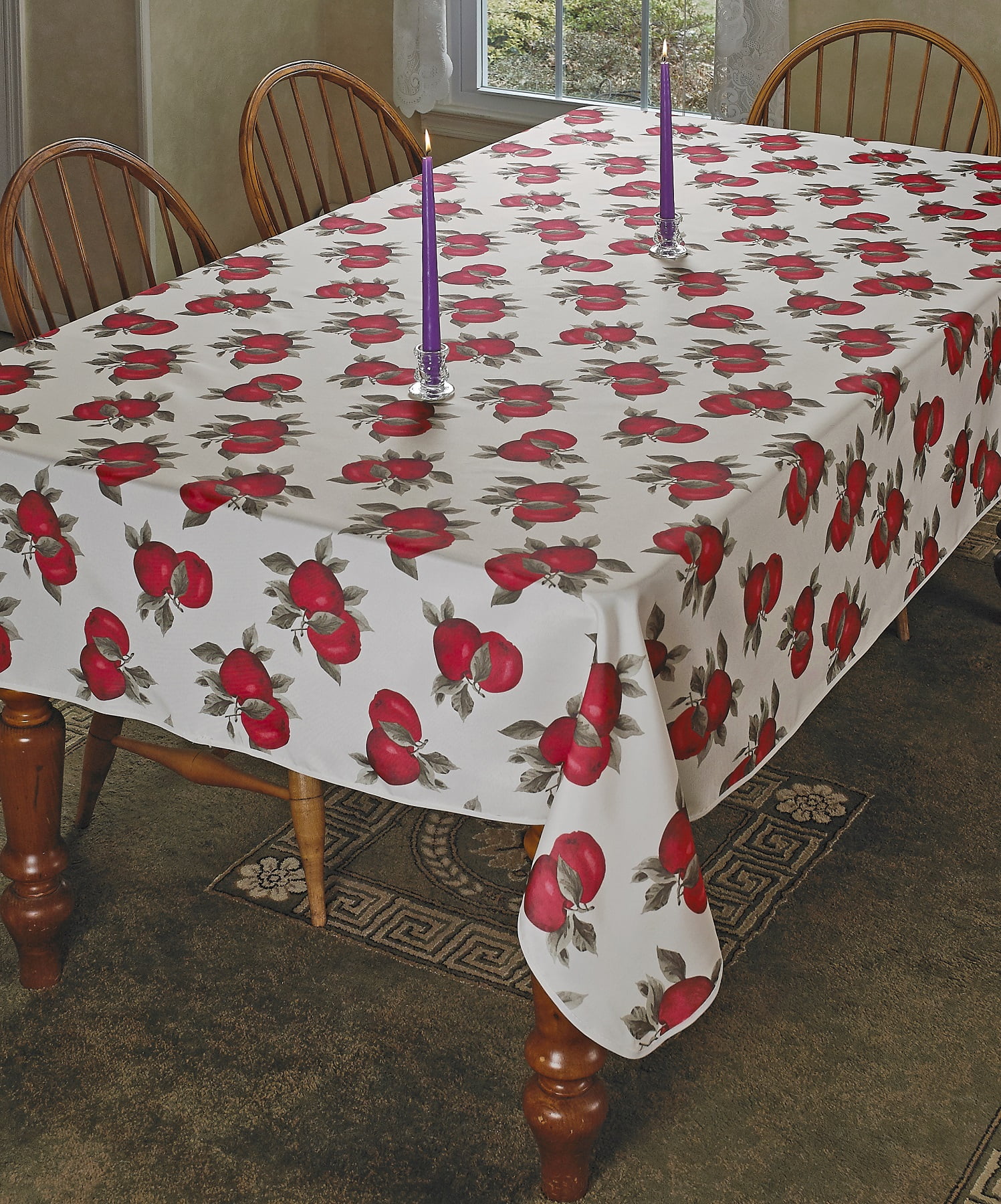 Classic Euro Apples Design Tablecloth - Durable Kitchen & Dining Fabric ...