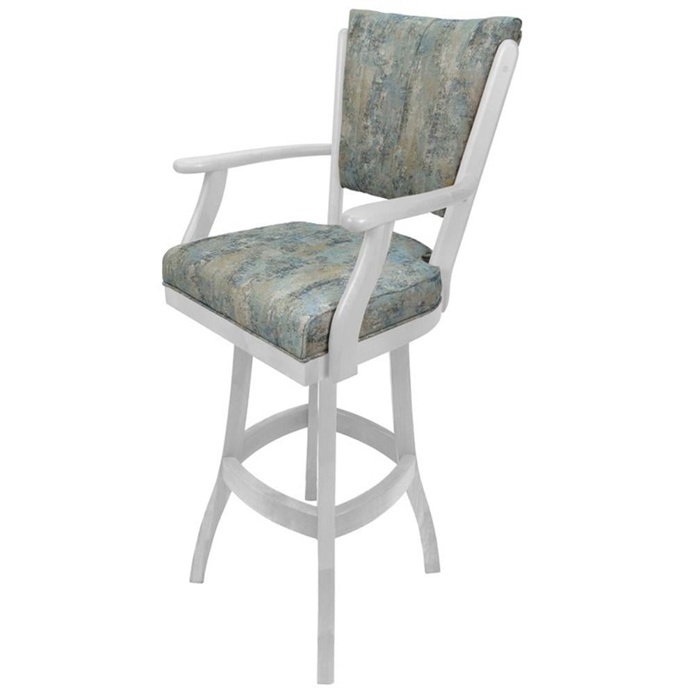 Classic Extra Tall 34" Wood Swivel Bar Stool - Poet Sky Blue Fabric ...