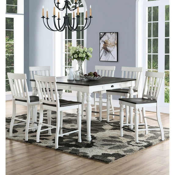 Classic Farmhouse 7 Piece Counter Set - White Main Color for Bright ...