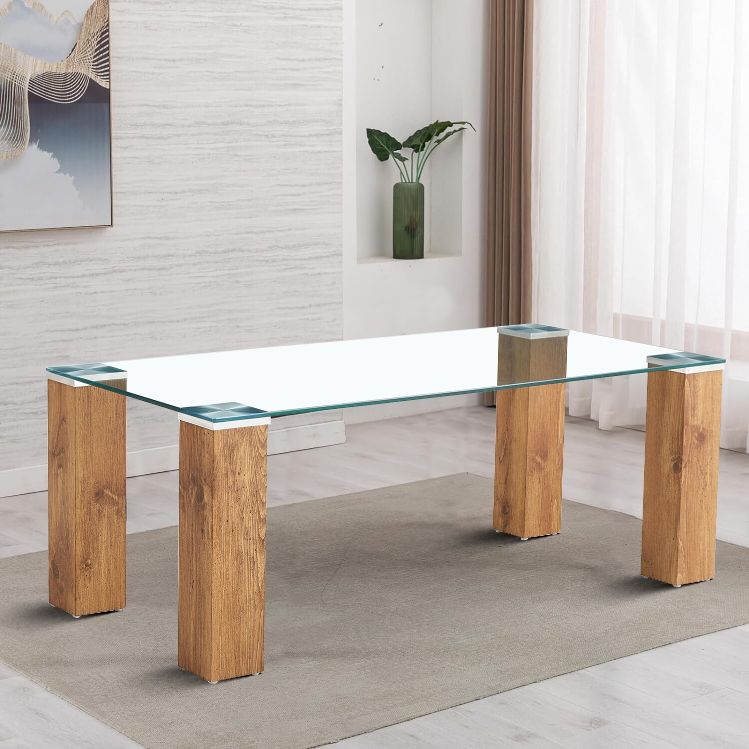 Classic Farmhouse Style Rectangular Dining Table Coffee Table with ...