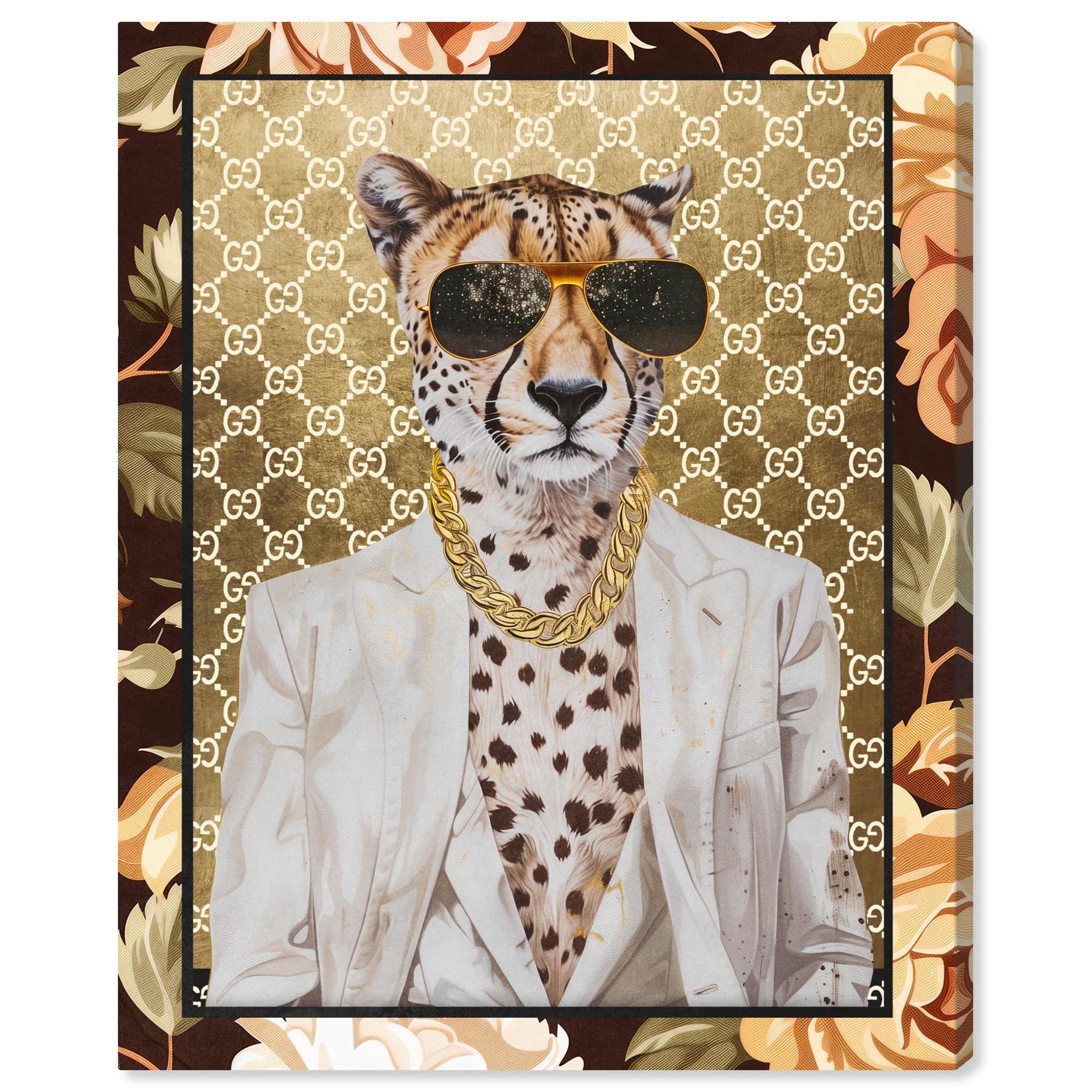 Classic Fashion Cheetah Portrait Canvas Tiger Glam Wall Art by Art ...