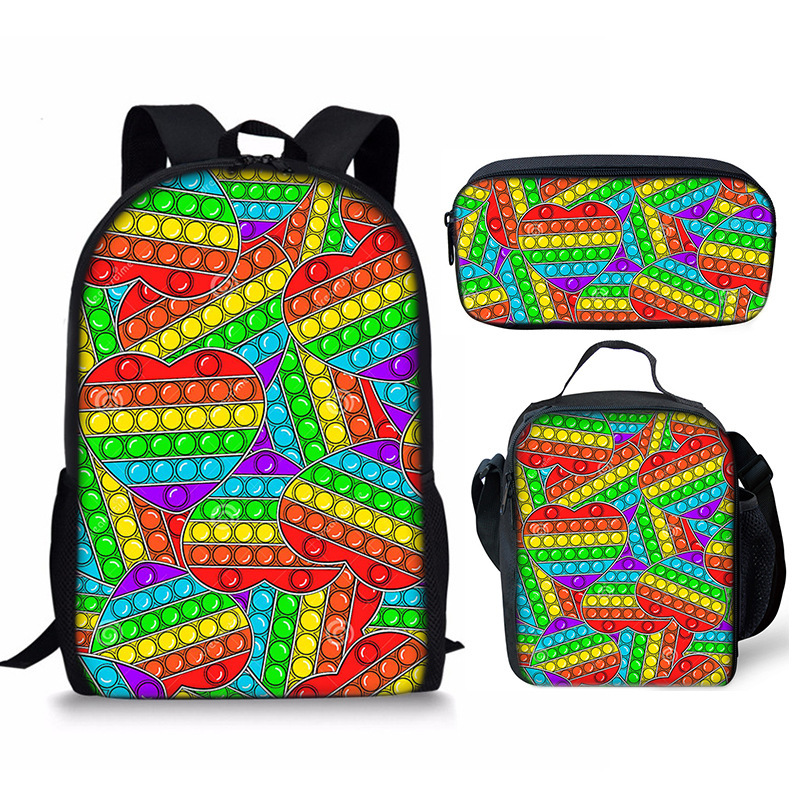 Classic Fashion Colorful Push Bubble 3D Print 3pcs/Set pupil Bags ...