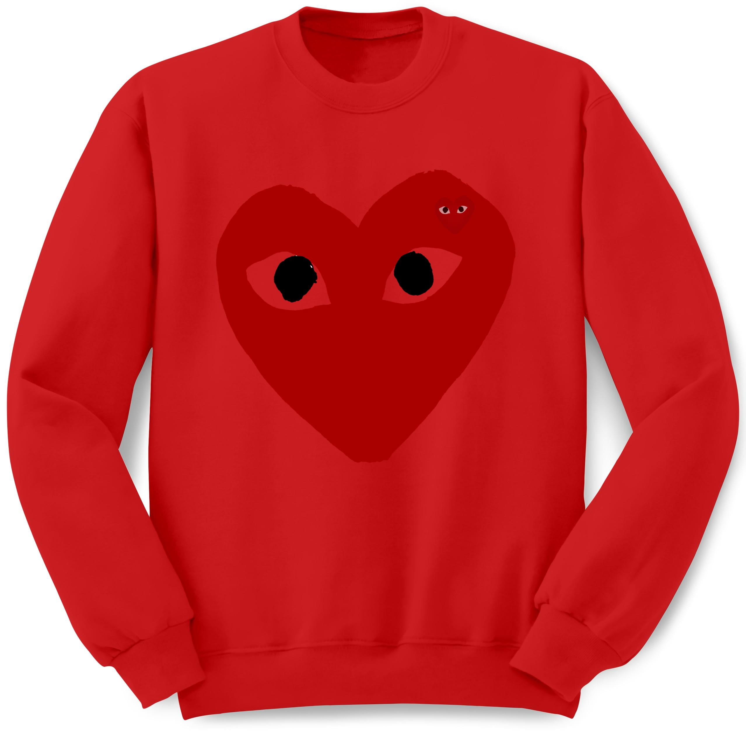Classic Fashion-Inspired Red Heart Emblem shirt White - Walmart.com