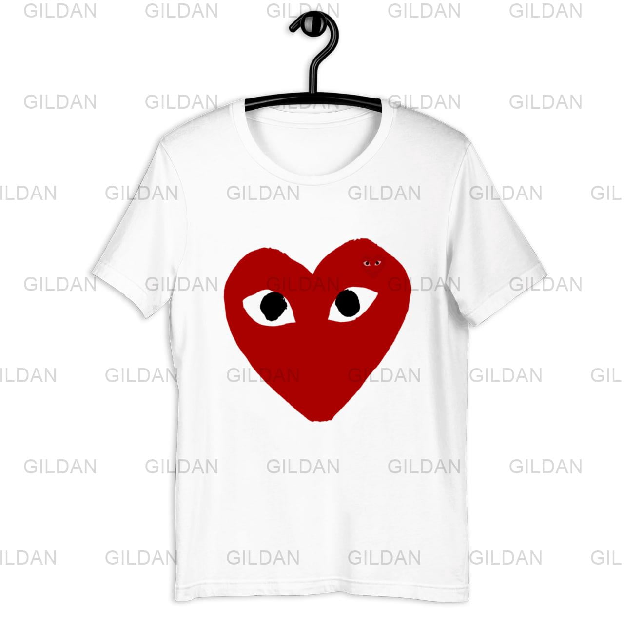 Classic Fashion-Inspired Red Heart Emblem shirt White - Walmart.com