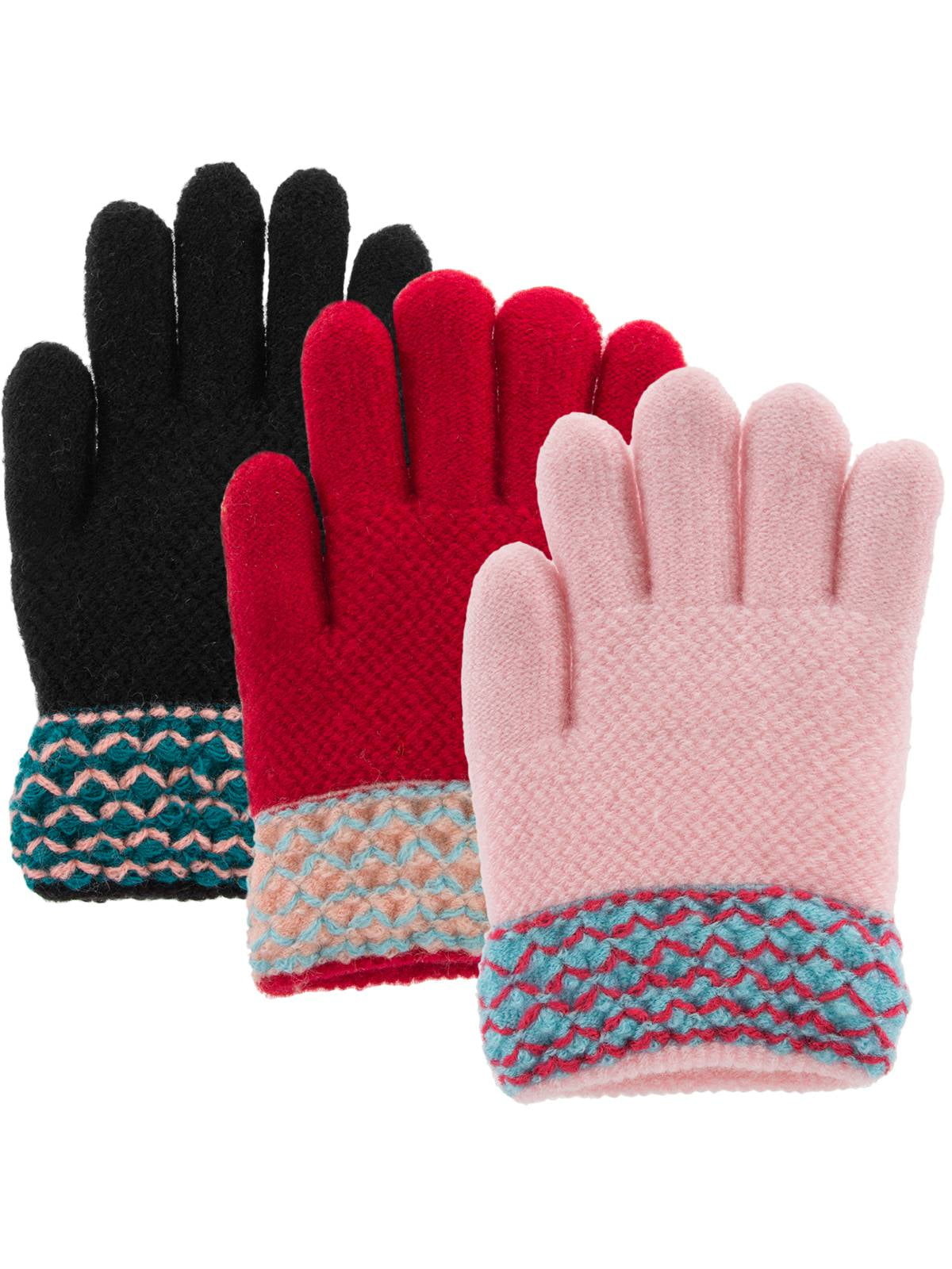 Classic Fashion Winter Gloves for Girls with Knitted Sherpa Fleece ...