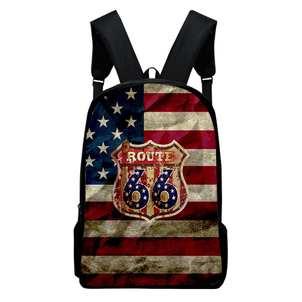 Classic Fashion route 66 Notebook Backpacks pupil Bags 3D Print Oxford ...