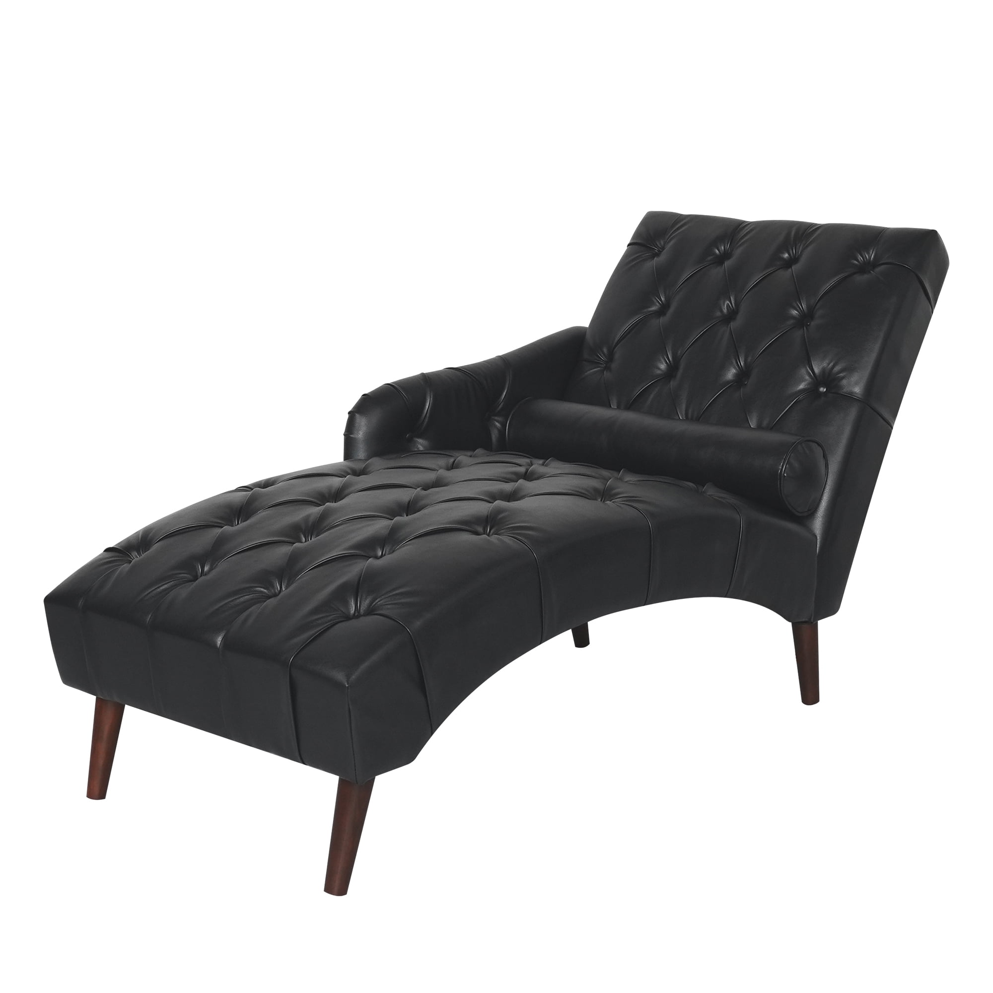 Classic Faux Leather Chaise Lounge, Button Tufted Leisure Couch Chair ...