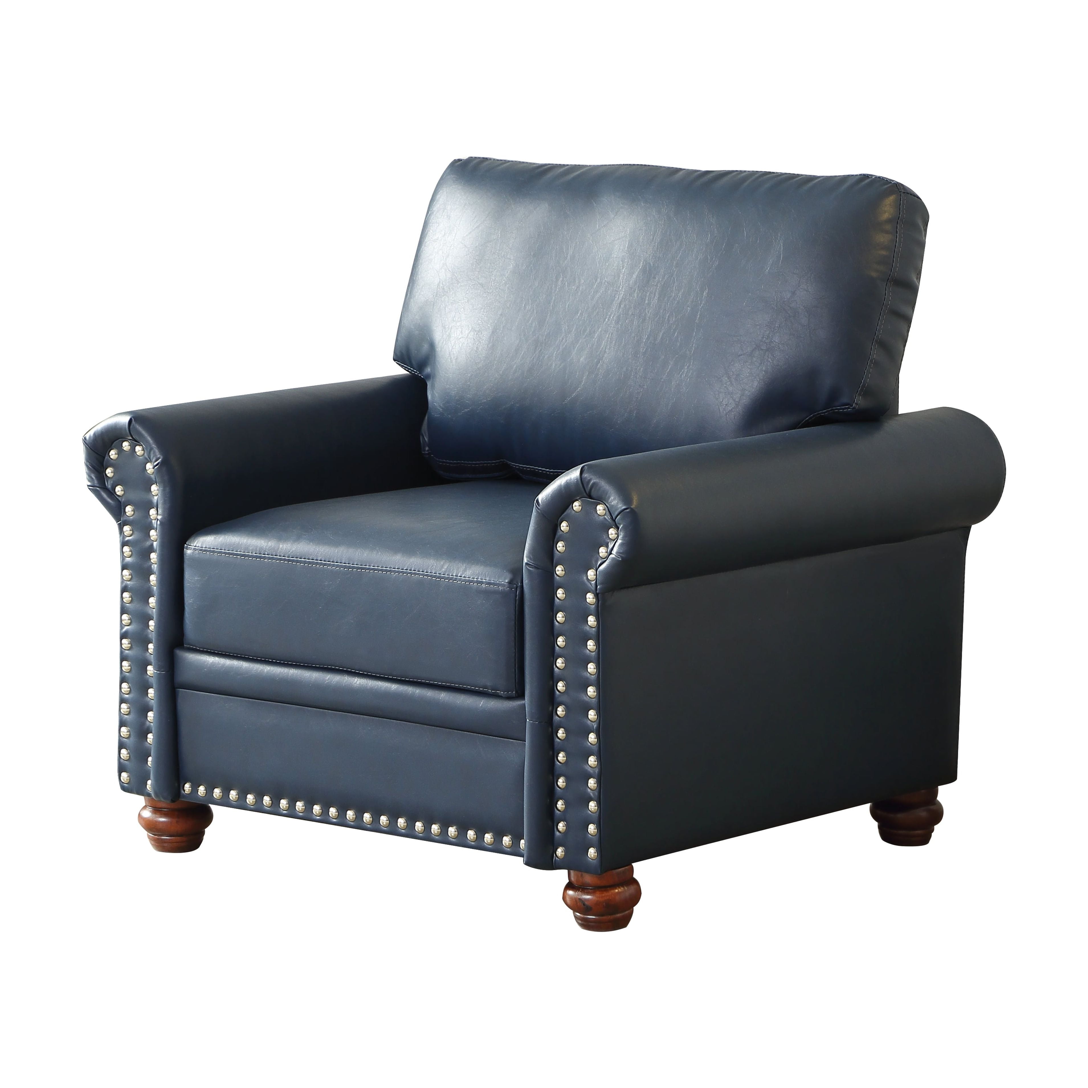 Classic Faux Leather Single Sofa Couch Armchair with Nailhead Trim and ...