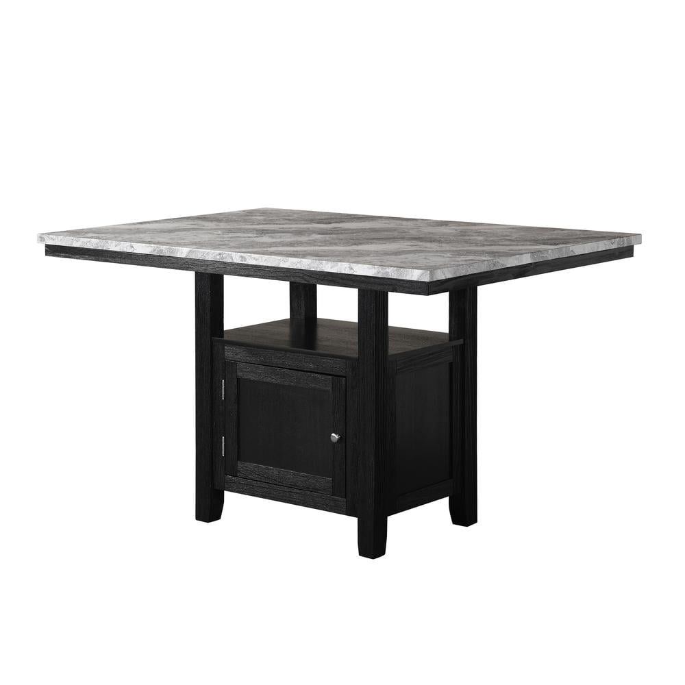 Classic Faux Marble Counter Height Dining Table w/Storage in Rustic ...