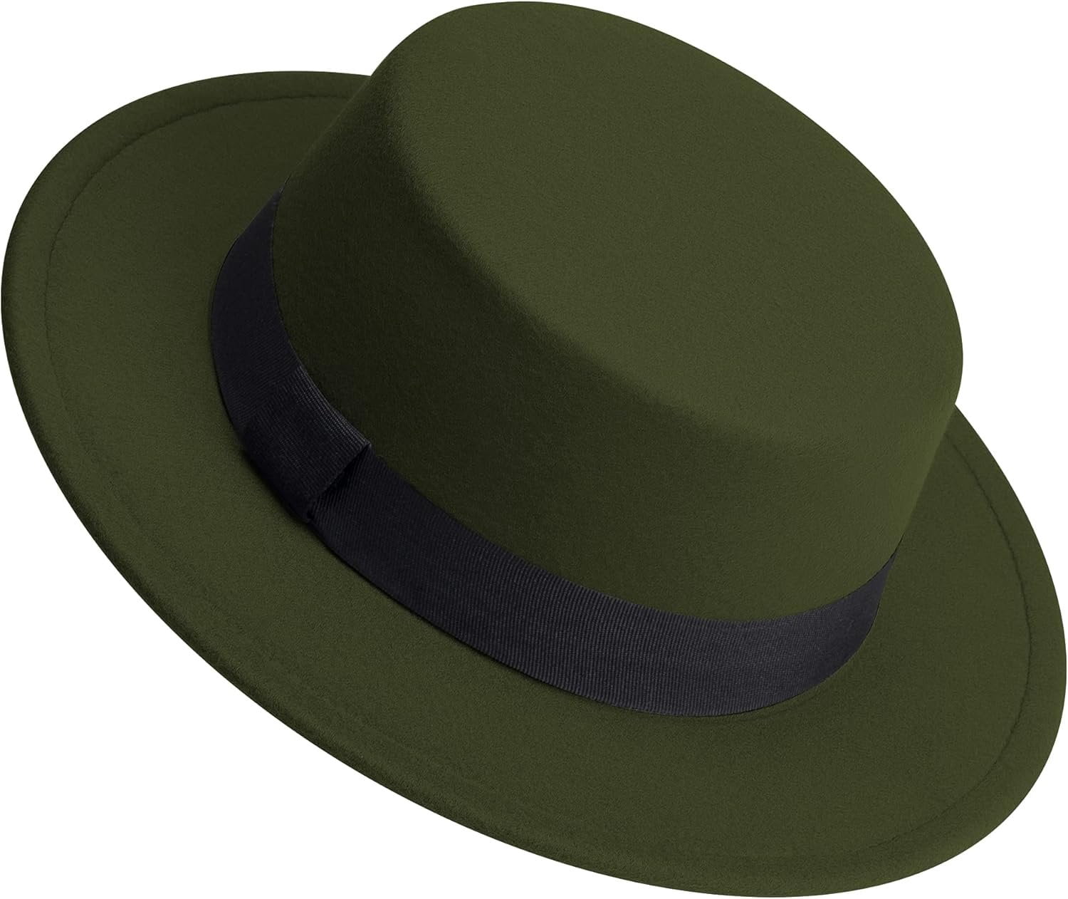 Classic Fedora Hat Flat Top Hat Felt Pork Pie Hat Wide Brim Church ...