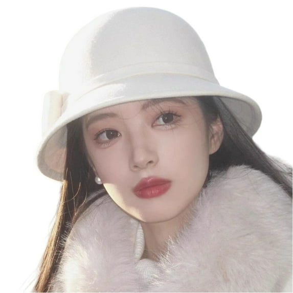 Classic Felt Fedora Hat for Women Fall Winter Soft Elegant Bow Bucket ...