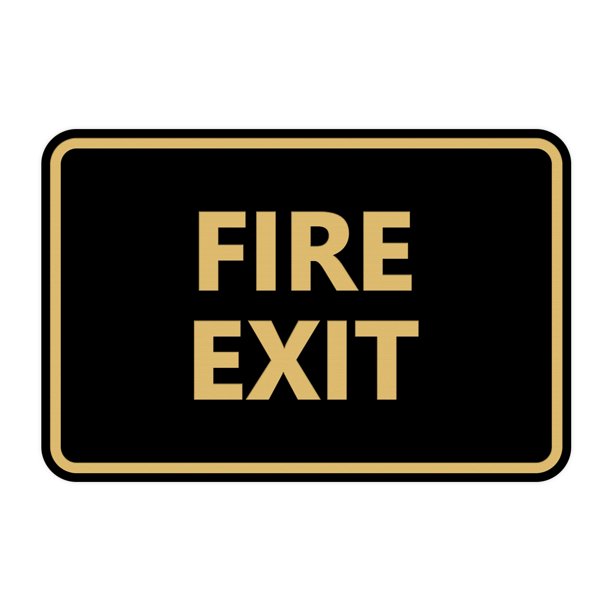 Classic Fire Exit Sign (Black Gold) - Large - Walmart Business Supplies